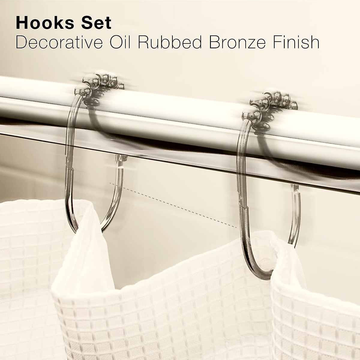 2 Lb. Depot Shower Curtain Ring - Set of 12 Easy Glide Rollers with Oil Rubbed Bronze Finish - Stainless Steel Shower Hooks for Straight and Curved Rods - Decorative and Durable for Any Bathroom