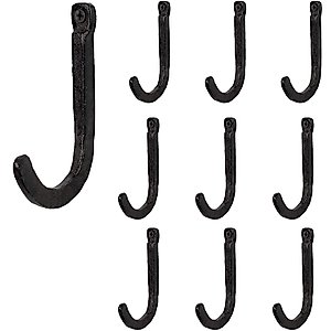 Rustic State Sabo Wall Mount Cast Iron Hooks Coat Towel Bag Hat Hanger Multiuse Entryway Railroad Spike Rack Black Set of 10