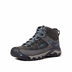 KEEN Women's Targhee 3 Mid Height Waterproof Hiking Boots, Magnet/Atlantic Blue, 7.5