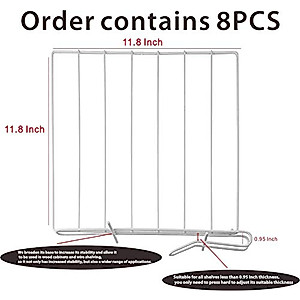 Cq acrylic Set of 8 Vertical Closet Wood Shelf Divider- Only Need to Slide to Adjust The Appropriate Distance - wire shelving Separators,White