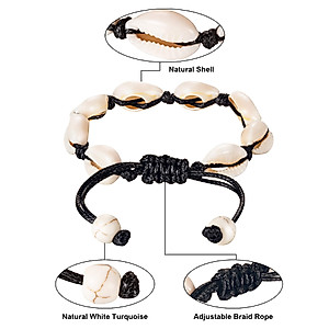 meekoo 2 Pieces Boho Natural Shell Anklet Bracelet Handmade Beach Foot Jewelry Adjustable Beaded Anklet for Women