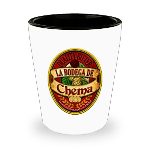 1 oz shotglass with Bodega de Chema graphics