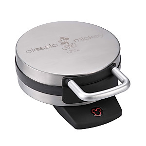 Disney Classic Mickey Waffle Maker by Select Brands - Disney Waffle Maker for Kitchen Appliances - Features Non-Stick Plates - Mickey Mouse Waffle Iron Gift for Disney Lovers - 7" Waffles