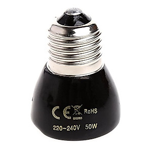 Qupida 25/50/75/100 Watt 110-120 V Mini Reptile Heat Lamp Far Infrared Ceramic Emitter Heater Brooder Appliances Bulb Pet Coop Grow Light(Black) (50 WATT)