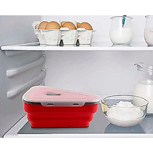 ROMEBLY Pizza Storage Container MULTI-FUNCTIONAL Perfect Pizza Pack a Box with 5 with MICROWABLE Trays and Lid 100% ,BPA ,FDA FREE,MICROWABLE,DISHWASHER SAFE,Red Pizza Box FORDABLE,Pizza Container
