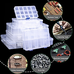 Yinpecly Component Storage Box 200x130x45mm Adjustable Divider 8 Grids Removable Compartment PP Organizer for Jewelry Beads Earring Container Tool Fishing Hook Small Accessories 1Pcs