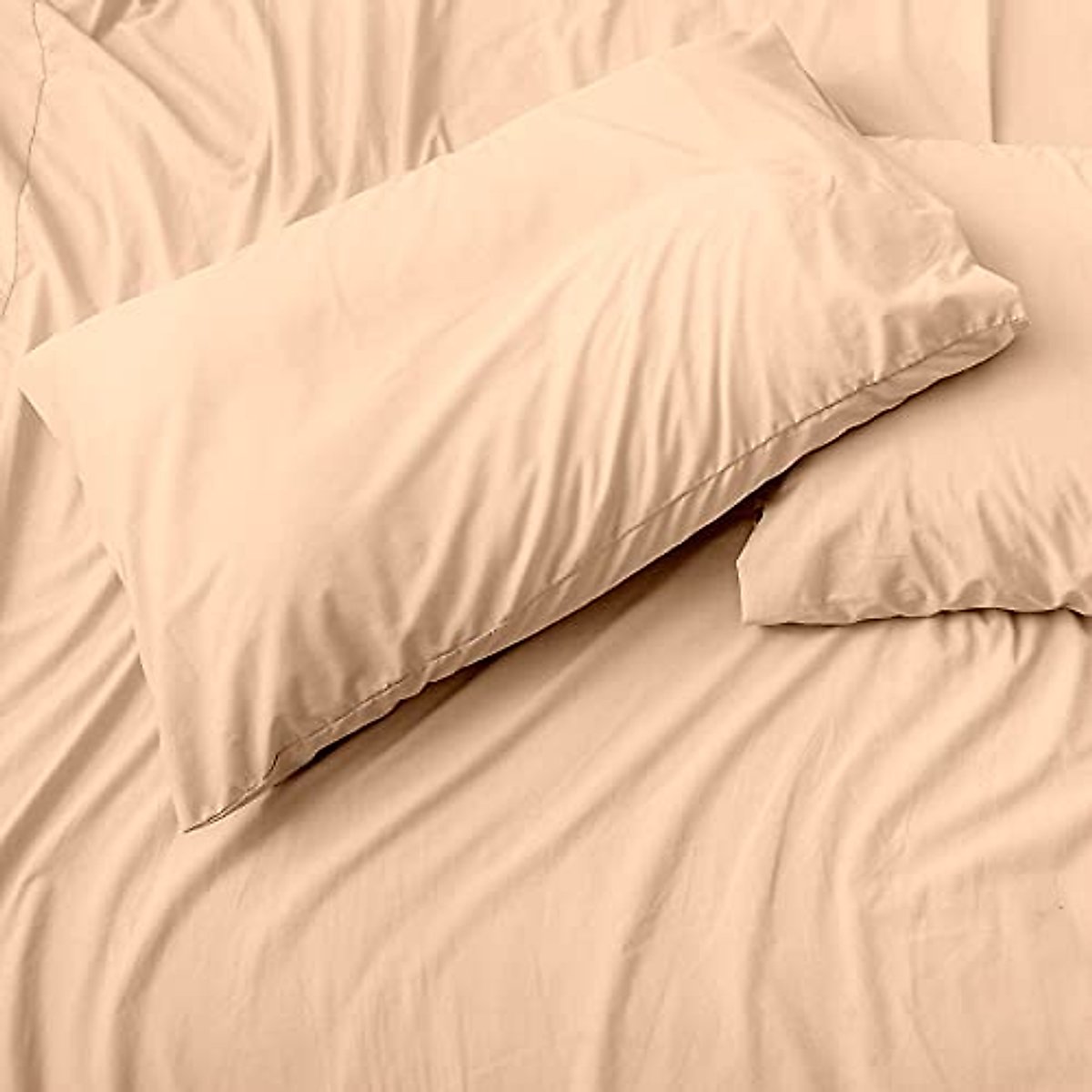 Split Queen Sheets Sets for Adjustable Bed, Soft Sateen Weave, 400-Thread-Count 100% Egyptian Cotton 5PC Set with 2 Fitted Sheets, Split-Queen Sheet Set 12-Inch Deep Pockets, 400-TC - |Peach Solid|