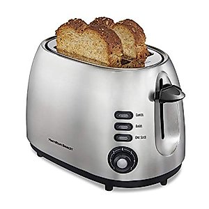 Hamilton Beach 2 Slice Toaster with Extra Wide Slots, Sure-Toast Technology, Shade Selector, Bagel Setting, Brushed Stainless Steel (22220)