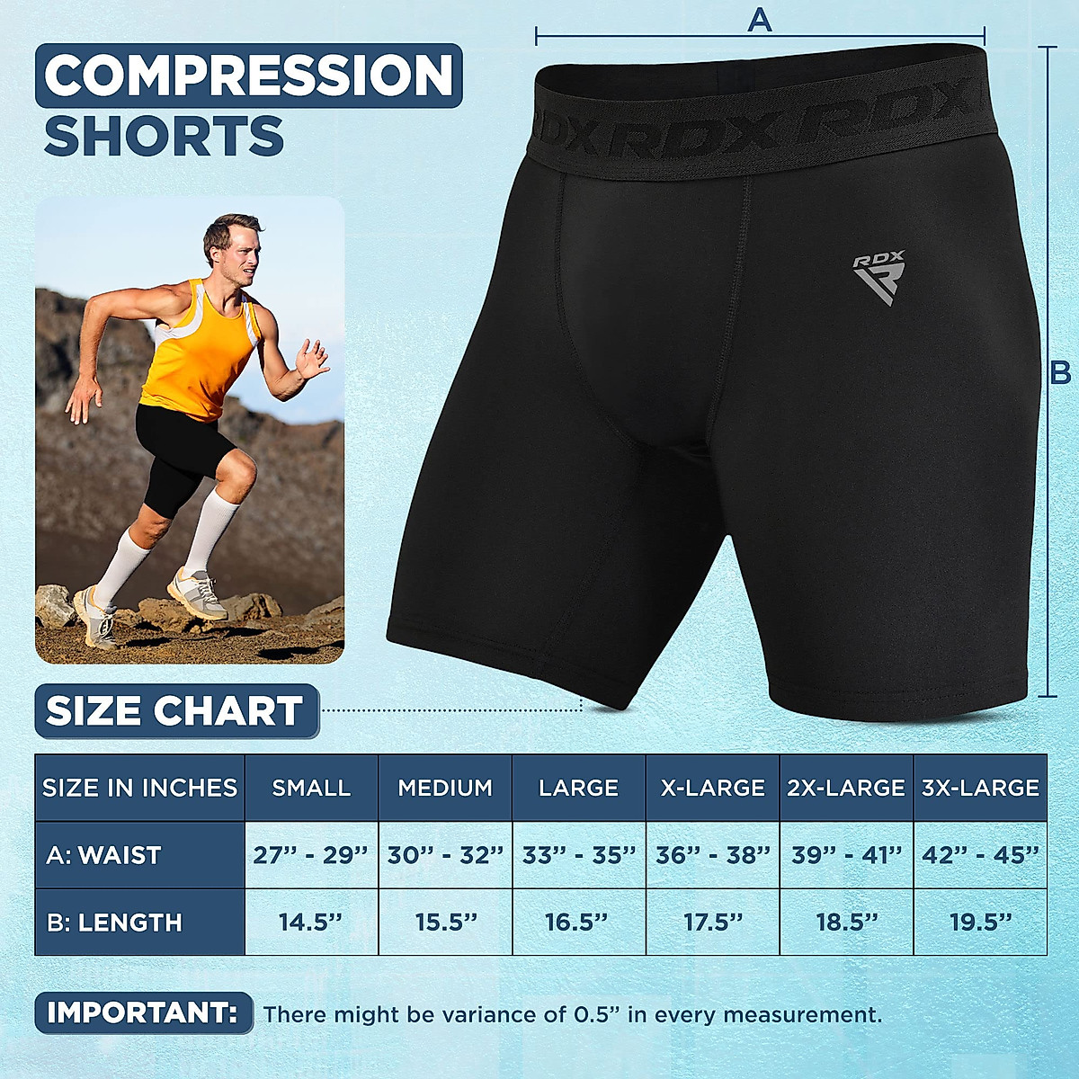 RDX MMA Thermal Compression Shorts Base Layer Men's , Black, XL