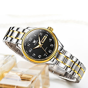 OLEVS Women Watches Business Dress Female Ladies for Small Wrist Watch Gold Silver Tone Stainless Steel Band Analog Quartz Day Date Waterproof Number Lady Watches