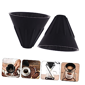 Homoyoyo 2 Pcs Coffee Funnel Durable Coffee Cafeteras Expresso Home Coffee Filter Coffee Filter Cup Silicon Tea Coffee Filter Reusable Coffee Filter Espresso Black