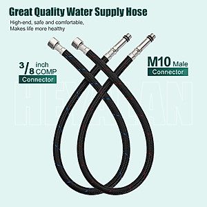 Heyalan Bathroom Sink Faucet Stainless Steel SUS304 Brushed Nickel Single Handle 1-3 Hole Hot and Cold Water Deck Mount Lavatory Faucet Kitchen Tap with Deck Plate and Drain