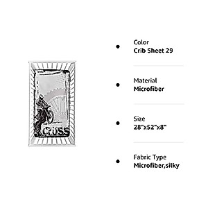 Motorcycle Fitted Crib Sheet,Motocross Racer Image Grungy Background Poster Style Monochromic Artwork Print Microfiber Silky Soft Toddler Mattress Sheet Fitted,28"x 52"x 8'',Baby Sheet for Boys Girls