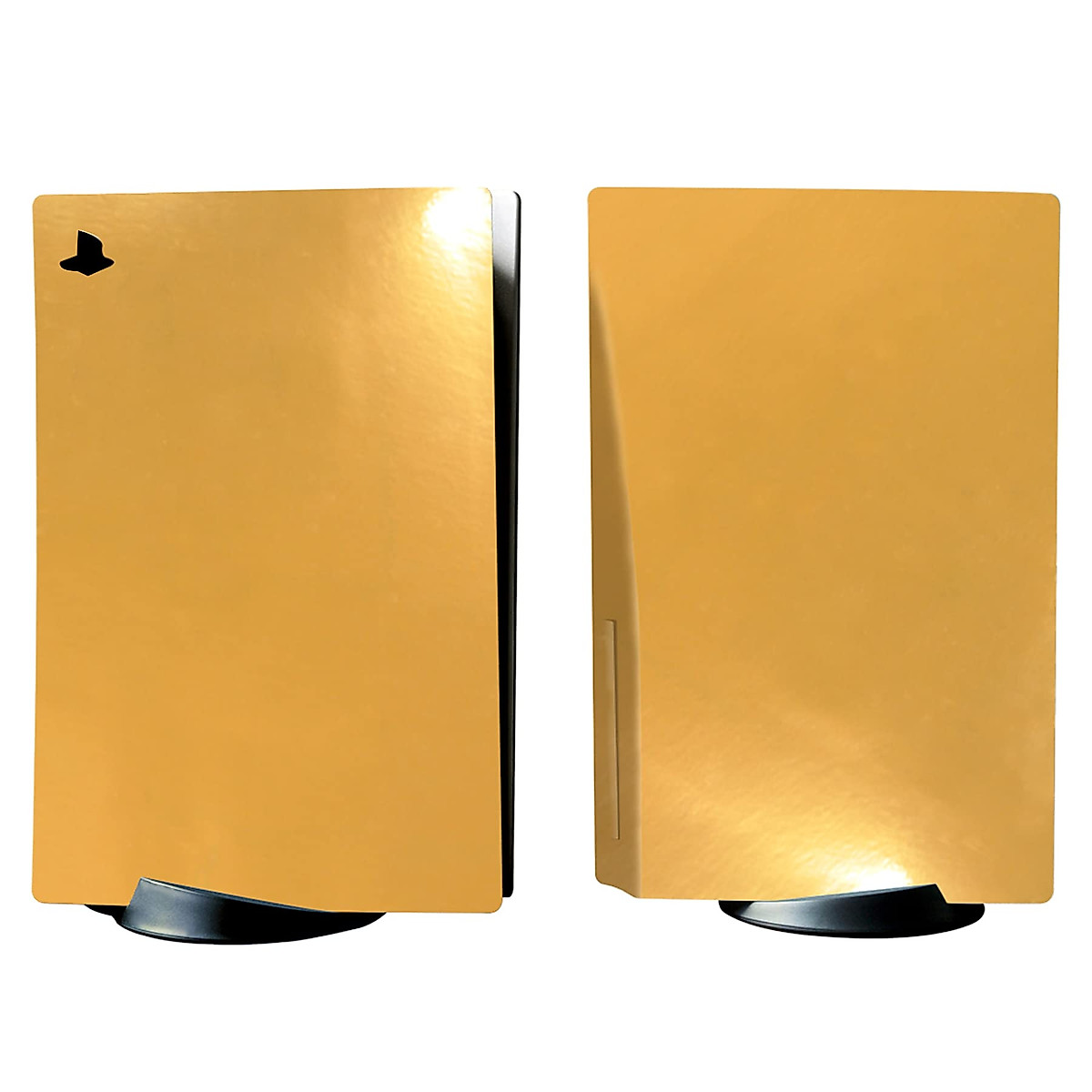 PlayVital Chrome Gold Glossy Full Set Skin Decal for ps5 Console Disc Edition, Sticker for ps5 Vinyl Decal Cover for ps5 Controller & Charging Station & Headset & Media Remote