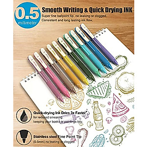 STAPENS 10 Colored Retractable Gel Pens, 0.5 mm Medium Point Pens with Quick Dry Ink, Ballpoint Gel Pens for Journaling Writing Drawing Doodling and Notetaking