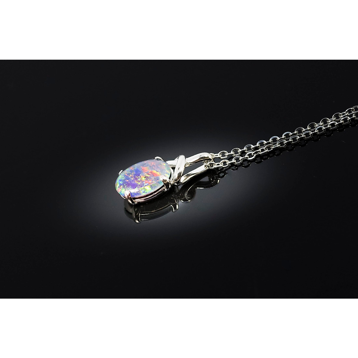 Australian Fire Opal Necklace - 11x9mm - Australian Triplets Opal Necklace Pendant in 925 Sterling Silver Gold Plated Women's Jewelry