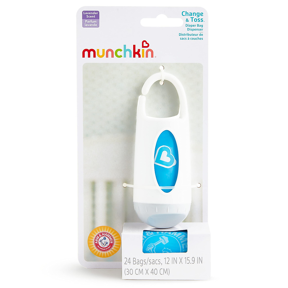 Munchkin® Toss™ Portable Disposable Diaper Pail, 5 Pack and Arm & Hammer Diaper Bag Dispenser with 24 Diaper Disposal Bags