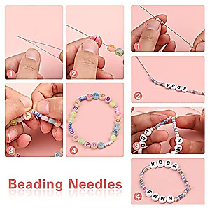 74 Pcs Beading Needles Set Include 60 Pcs Long Straight Beading Thread Needles + 8 Pcs Big Eye Beading Needles, Embroidery Needles with Needle Bottle, Thimble, Needle Threaders for Jewelry Making