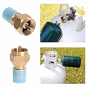 Chinshwehaw Propane Refill Adapter Lp Gas Cylinder Tank Coupler Heater Camping Hunt Fill 1lb Propane Tank from 20lb Propane Air Tank QCC1 Adapter POL Inflation Connector Tank Easy to Use, Solid Brass