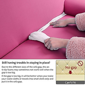 uxcell Stretch Sofa Cover Couch Covers Solid Classic for Sofas Loveseat Armchair Universal Elastic Polyester Furniture with One Pillowcase X-Large Fuchsia