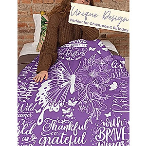 InnoBeta Purple Butterfly Gifts for Butterfly Lovers for Women & Girls, 50"x 65" Flannel Throw Blanket, Perfect for Birthday, Christmas, Mother's Day