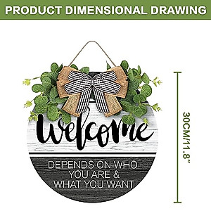 Super Holiday Welcome Sign For Front Door - Wooden Round Rustic Wreaths Hanging Decorations- for Home Farmhouse Porch Wall Spring Summer Fall All Season Christmas Decor.