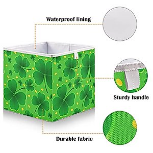 St Patrick Sharmrock Storage Basket Storage Bin Rectangular Collapsible Storage Containers Large Toy Box Organizer for Closet Shelf Car