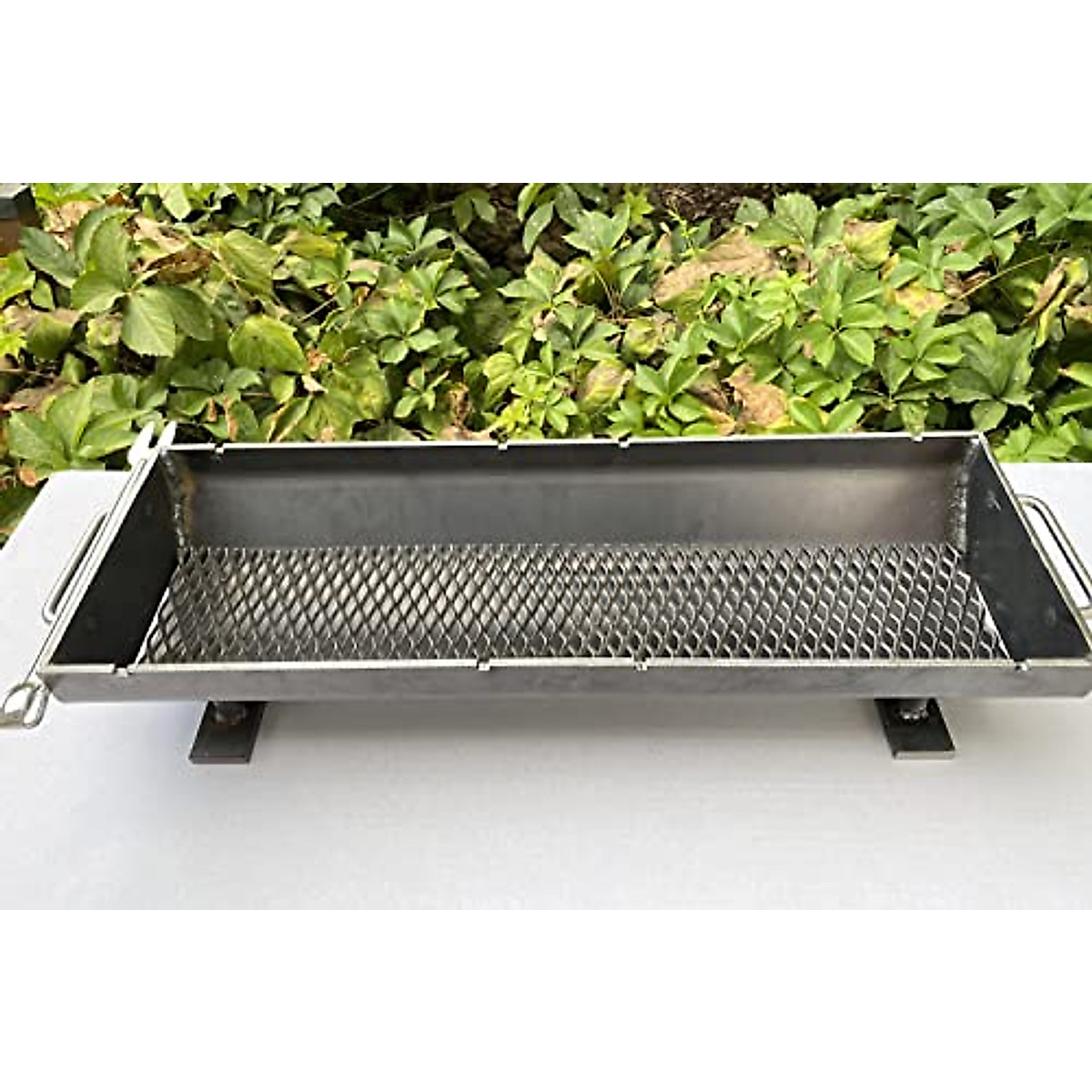 MOTOES Hibachi Grill Metal Portable Fire Pit, Outdoor Fire Pit, Backyard Fire Pit Bowl, Stainless Steel Charcoal Grill Kebab BBQ Portable Grill, 24''x 8'' inch Height : 5.5'' inch