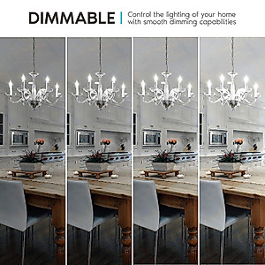 Luxrite 5W Vintage E26 Candelabra LED Bulb 60W Equivalent, 550 Lumens, 5000K Bright White Dimmable, Medium Base Candelabra Bulb, Torpedo Tip Clear Glass, Edison Filament Light Bulb, UL Listed (6 Pack)