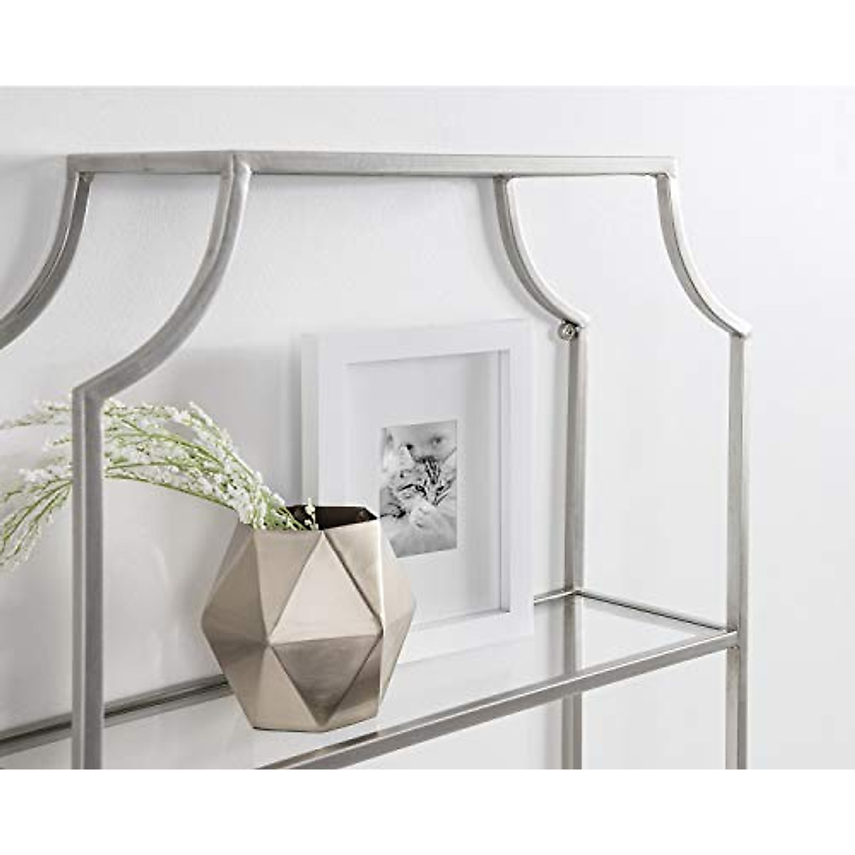 Kate and Laurel Ciel Glam Geometric Wall Shelf, 18 x 24, Silver, Decorative Shelves for Storage and Display