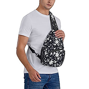 GTEVUTS Navy Blue Floral Crossbody Bags for Women Men, Fashion Stylish Funny Sling Bag Backpack Daypack Lightweight Chest Bag Daypack Hiking Hiking Cycling Casual Shoulder Bags , Small