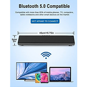 BS.Neytuel Soundbar for TV with Bluetooth Speakers for TV Home Theater Audio Surround Sound System Small Sound Bar with Subwoofer for TV PC Projectors Tablets,Remote Control