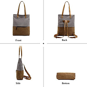 PORRASSO Women Tote Bag Canvas Backpack Shoulder Bag Ladies Multifunctional Handbag for Shopping Travel Work Daily Use Blue