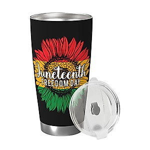 SDERDZSE Juneteenth Day Freedom 1865 Tumbler 20oz Coffee Cup Insulated Tumblers Stainless Steel Tumbler With Lid Coffee Travel Mug For Home Outdoor