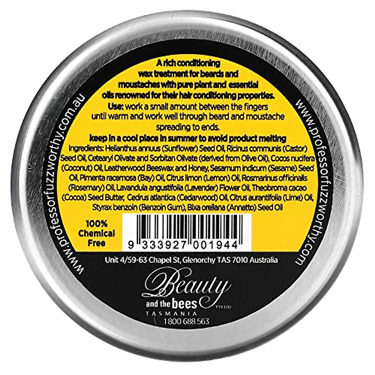 Beard Care Kit Professor Fuzzworthy Beard Conditioner Balm & Best Beard Shampoo Bar - All Natural Chemical Free - Organic Essential & Kunzea Oils - Tasmania Australia