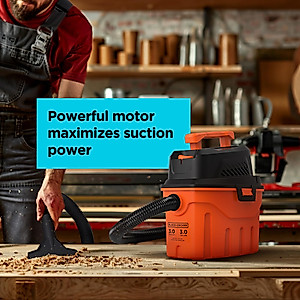 BLACK+DECKER Shop Vacuum Wet and Dry, 3 Gallon 3.0 Peak HP, 3-in-1 Portable Shop Vacuum with Accessories, Vacuum Cleaner for Home, Pet and Car(BDXV18910P-3)