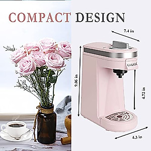 CHULUX Single Serve Coffee Maker,One Button Operation with Auto Shut-Off for Coffee and Tea with 5 to 12 Ounce,Pink