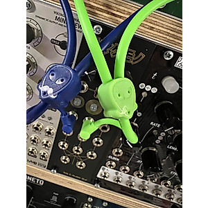 Starving Students Music Supplies Luigi's Modular M-Doppio Mini Y Right Angled Splitter Patch Cables 15cm x 15cm - 2 Pack (Blue) - 3.5mm Splitter for Eurorack Modular Synthesizer