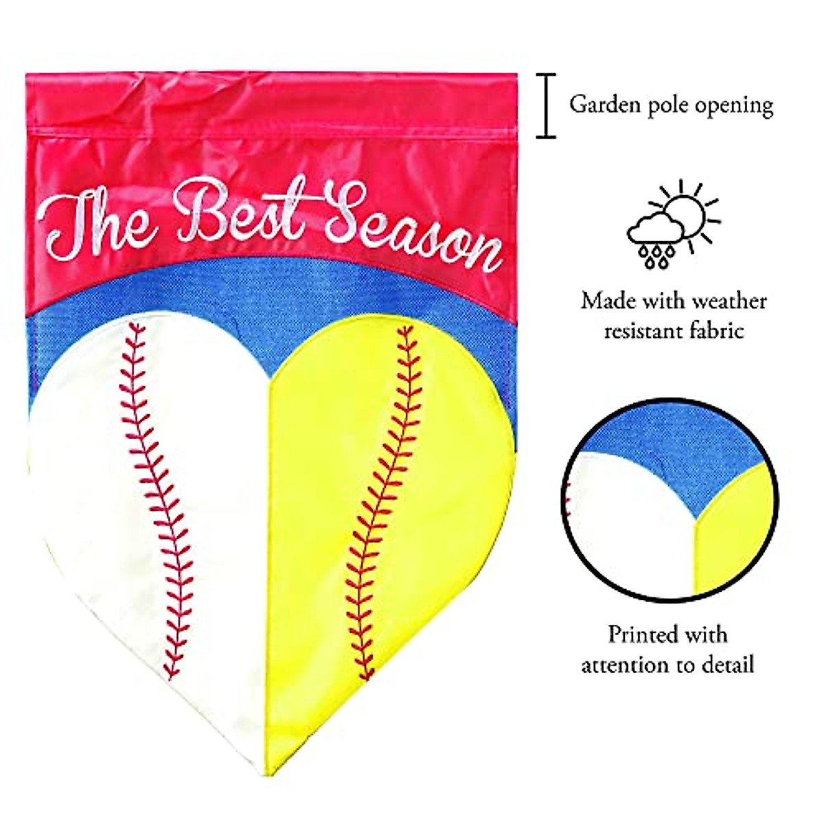Magnolia Garden Best Season Softball Baseball 13 x 19 Red Poly Burlap Outdoor Hanging Flag