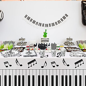 Xenorik Music Theme Party Decorations Tableware - Music Notes Party Supplies, Plate, Cup, Napkin, Tablecloth, Cutlery, Music Social Media Theme Birthday Baby Shower Decorations Dinnerware | Serve 24