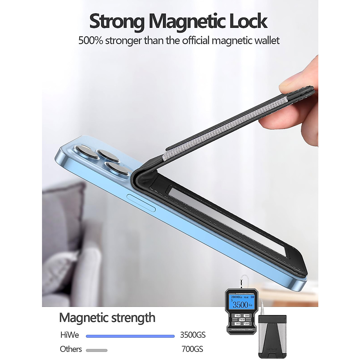 Magnetic Card Wallet Holder for Apple Magsafe, Designed for MagSafe Wallet, Eiffel-Tower Leather Magnetic Wallet with Adjustable Stand for iPhone 15 Pro/15/14/13/12 Series, Fit 8 Cards (Black)