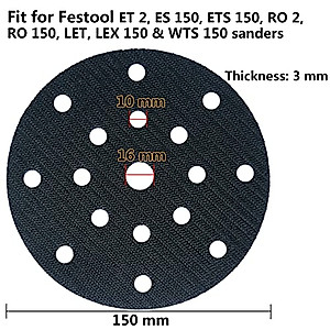 6 inch 17 Holes Pad Saver Premium Hook and Loop Interface Pad for Festool 496647, Extends the backing pad´s lifetime,Multi Hole Pad Protector