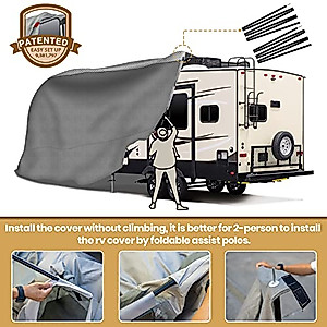 Leader Accessories 5th Wheel Cover RV Cover (26'-29', Grey/Easy Setup W Tire Covers)