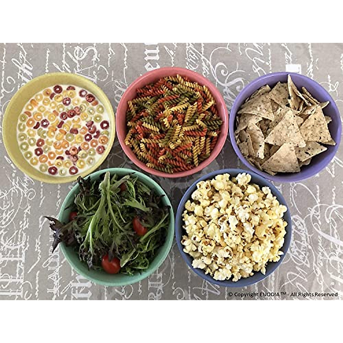 EUODIA 24 Oz Unbreakable Wheat Straw Plastic Deep Bowls for Cereal, Popcorn, Soup, Rice, Salad, Snack, Dessert & Noodle (Set of 6)-Dishwasher & Microwave Safe, Reusable, Lightweight & BPA Free