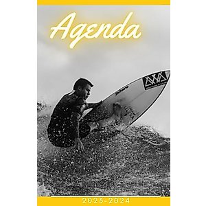 Agenda 2023 2024: organisateur scolaire (Septembre 2023 - Juillet 2024) pour étudiants, collège, lycée: Planificateur journalier 1 jour par page: Couverture surf NB (French Edition)
