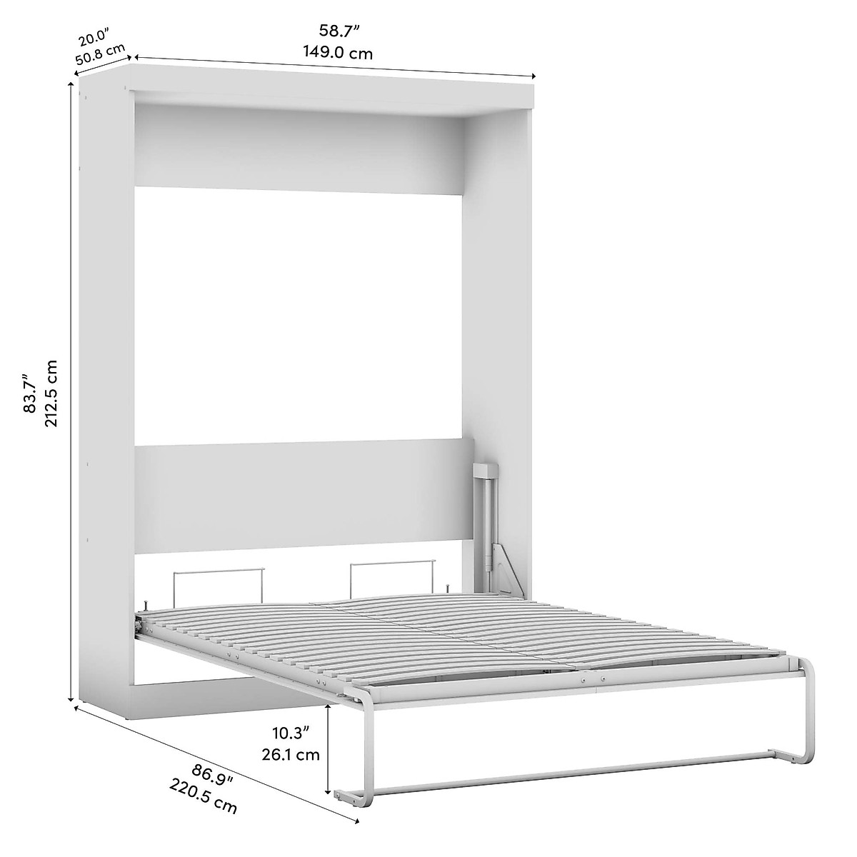 Bestar Nebula 59W Full Murphy Bed in Bark Gray, Sleeping Arrangement for Multipurpose Room