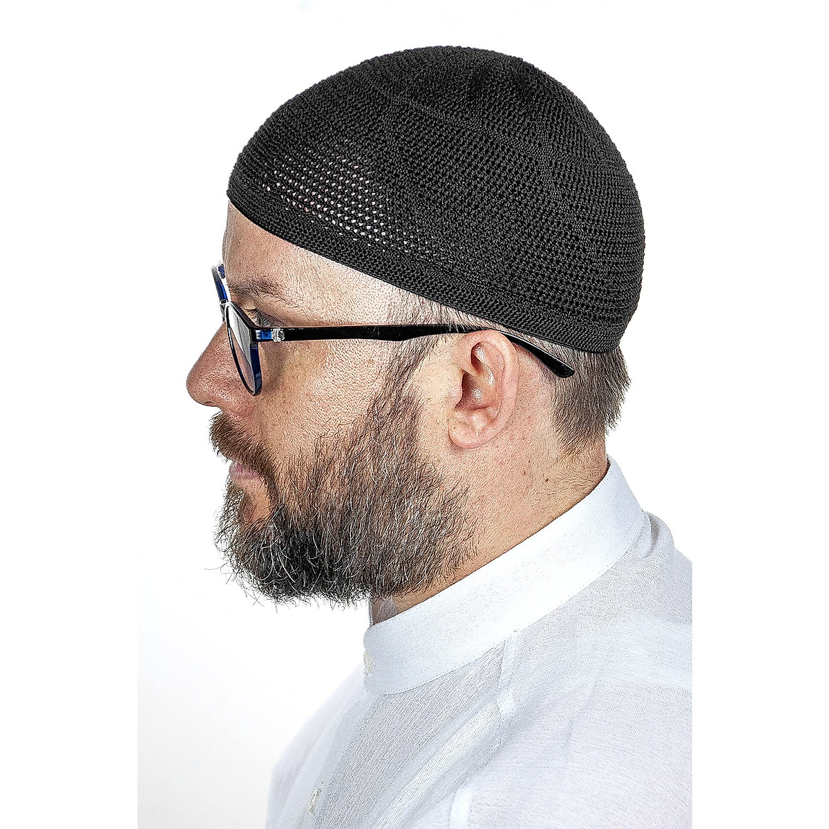 ihvan online Turkish Muslim Lux Knitting Kufi Hats for Men, Taqiya, Takke, Peci, Islamic Caps, Islamic Gifts, Standart Size, Black