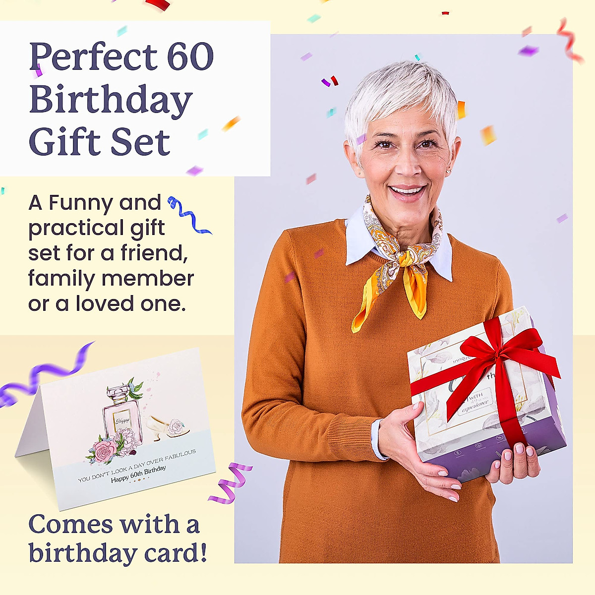 InnoCreation 60th Birthday Gifts for Women - Funny Wine Gift Set for Women Turning 60, Gifts Ideas for Her, Mom, Grandma, Wife, Sister, Aunt, Coworker Turning 60 Year Old