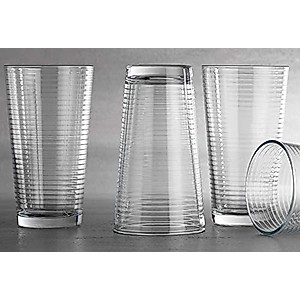 Glaver's Drinking Glasses - Set of 10 - Highball Glass Cups, Premium Quality Cooler 17 Oz. Ribbed Glassware. Ideal for Water, Juice, Cocktails, and Iced Tea. Dishwasher Safe.