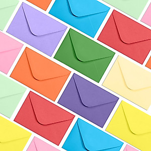 Gift Card Envelopes - 100-Count Mini Envelopes, Paper Business Card Envelopes, Bulk Tiny Envelope Pockets for Small Note Cards, 10 Colors, 4 x 2.7 Inches